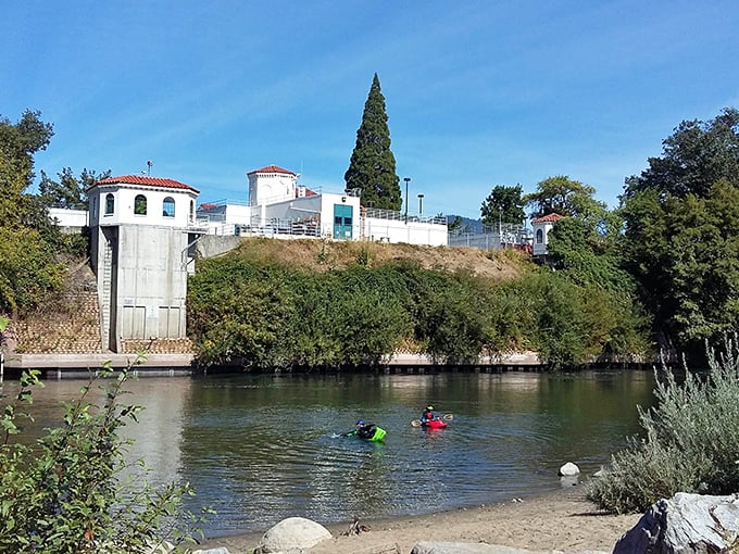 Kayakers proving that retirement doesn't mean slowing down—it means finally having time for the river you've been driving past for decades.
