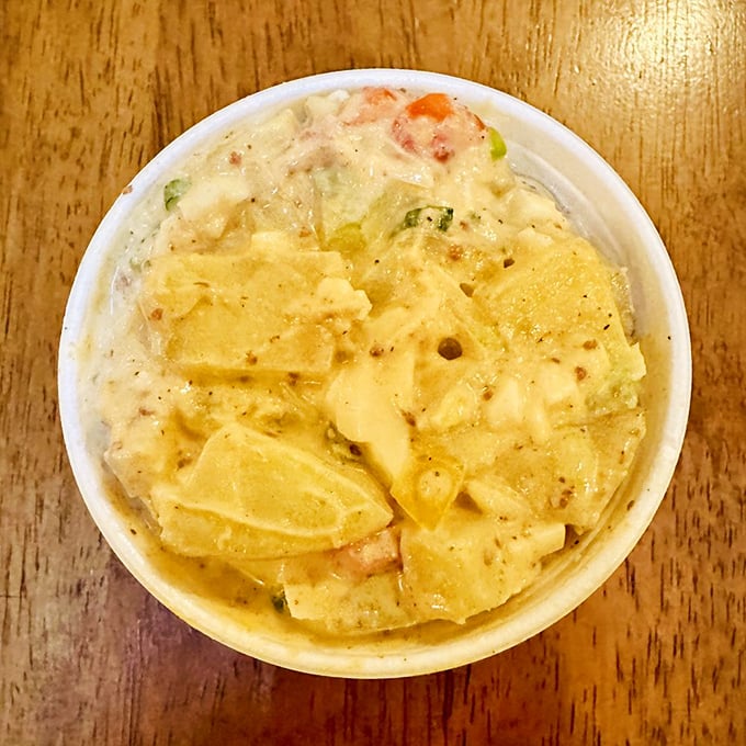 Not your grandmother's potato salad (unless she was secretly a culinary genius) – creamy, tangy, and substantial enough to stand up to the smokehouse stars.