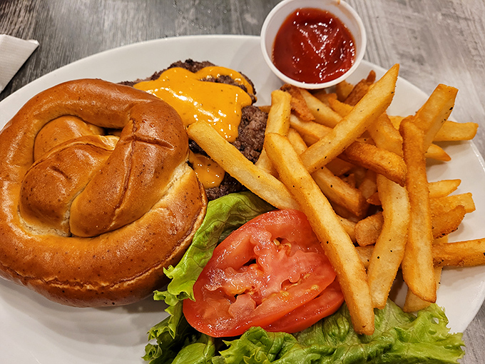A burger that doesn't need fancy toppings or a clever name—just quality beef, melted cheese, and all the classic fixings done right.