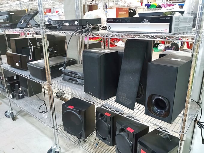 The electronics section—where audiophiles gamble on vintage speakers that might deliver that warm sound digital just can't match.