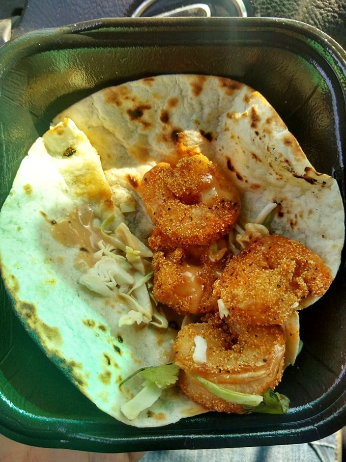 Even seafood gets the barbecue treatment here—these shrimp tacos prove that smoke plays well with others, especially when wrapped in a warm tortilla.