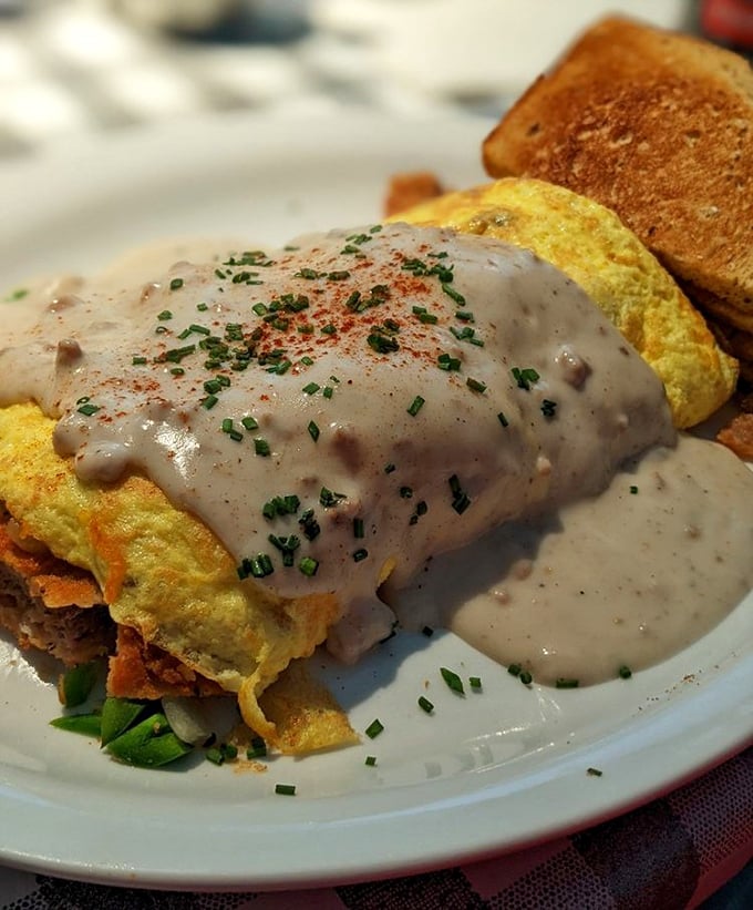 When breakfast needs a hug, it gets smothered in gravy. This dish doesn't just satisfy hunger—it banishes it to another dimension.