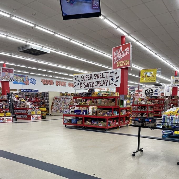 Navigating Ollie's aisles feels like a treasure map where X marks the spot for "Super Sweet & Super Cheap" discoveries around every corner.