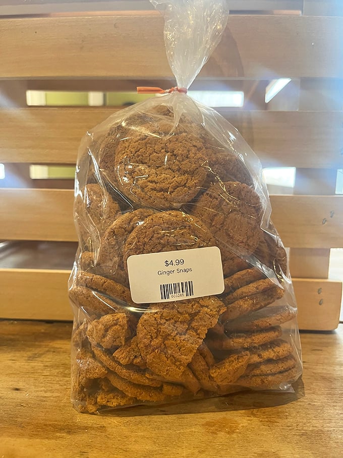Ginger snaps that snap back with flavor – these aren't your average cookies, they're spicy little discs of happiness in a convenient take-home bag.