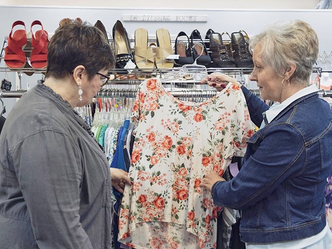 "What do you think?" The timeless consultation ritual where honest opinions from fellow shoppers are worth their weight in retail gold.