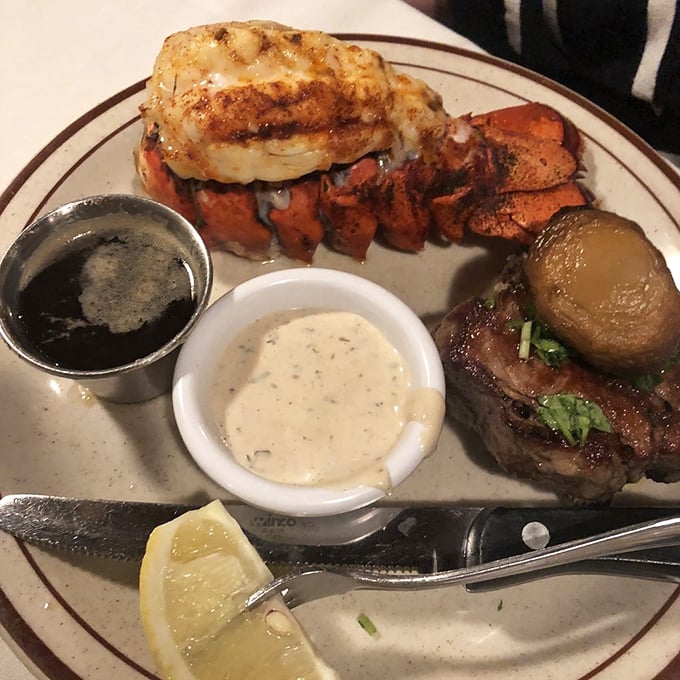 Surf meets turf in perfect harmony, with neither stealing the spotlight—a diplomatic solution to the eternal dinner dilemma.