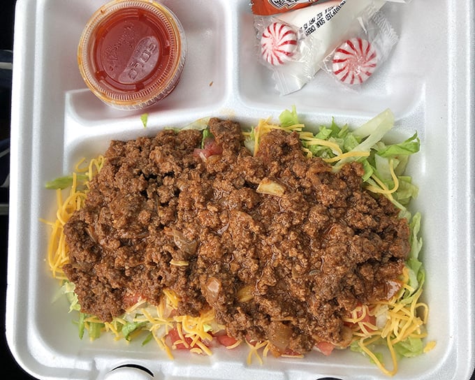A taco salad that doesn't apologize for its abundance—bringing the fiesta to Bellevue one hearty portion at a time.
