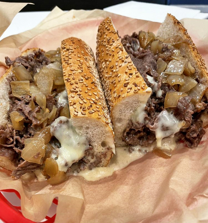 The Town Talk Cheesesteak lives up to its name—thinly sliced beef and caramelized onions creating conversation-stopping deliciousness.