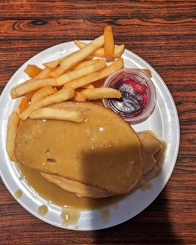 Hot turkey smothered in gravy—Thanksgiving's greatest hits album available year-round, no family drama required.