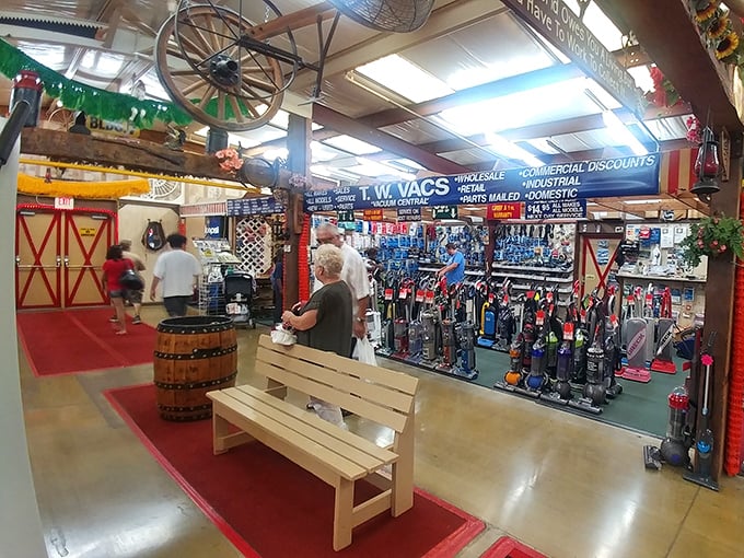 The vacuum cleaner paradise that would make your grandmother swoon—where cleaning tools are displayed with the reverence usually reserved for fine art.