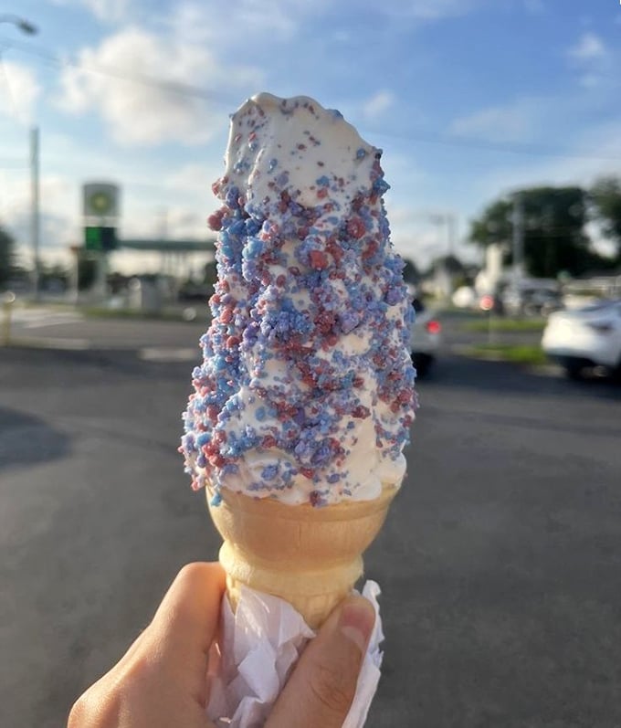Red, white, and blue never tasted so sweet. This patriotic cone proves that cotton candy isn't just for carnivals anymore.