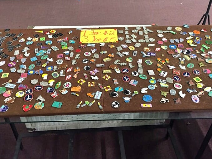 Pin collectors, prepare to lose your minds! This table display is like social media in physical form—tiny pieces of personality ready to adorn your jacket.