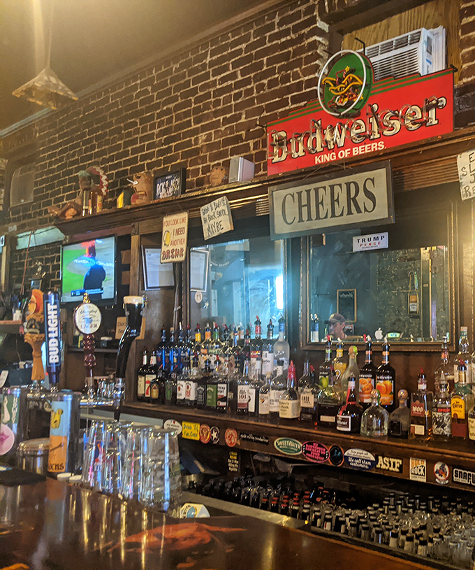 The bar area – where beer flows, games play, and strangers become friends over tales of "the one that got away."