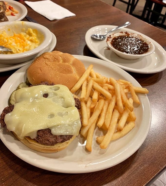 A cheeseburger that reminds you why this American classic has endured for generations. Those fries aren't just a side—they're co-stars.