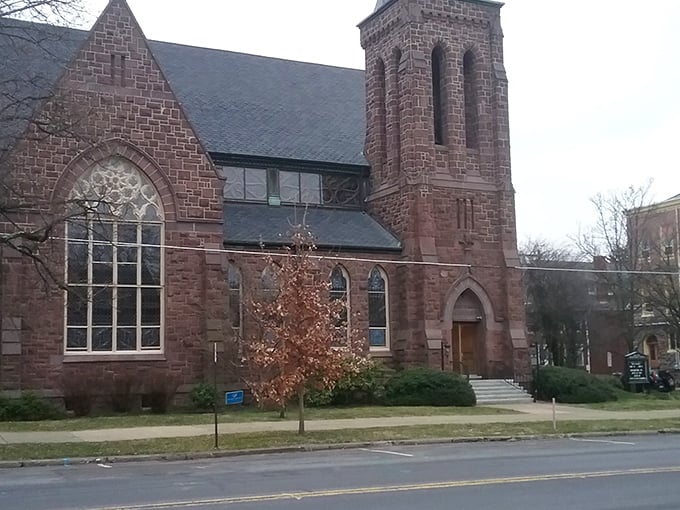 This stone church doesn't just mark Sundays—it anchors the community calendar year-round with potlucks, community meetings, and holiday celebrations.