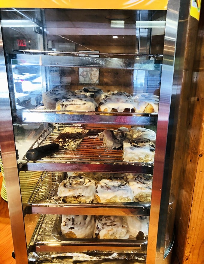 The cinnamon roll display case – or as I call it, "the reason diets were meant to be broken" – showcases these famous spirals of happiness. 