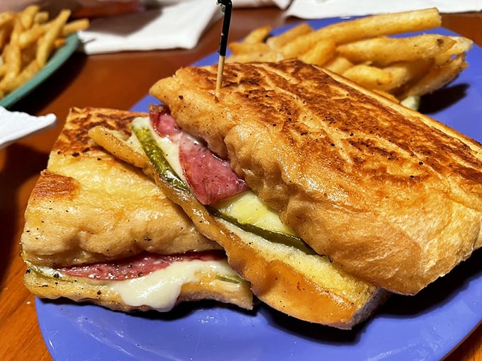 Even the Cuban sandwich gets the Frenchy's treatment. Pressed to perfection with pickles peeking out like they're saying "take a bite already!"