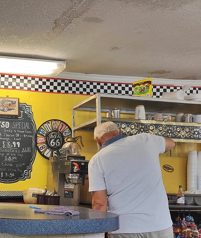 Where the magic happens! The bustling kitchen area is command central for all the homestyle goodness that makes BBee's a Sanford institution.