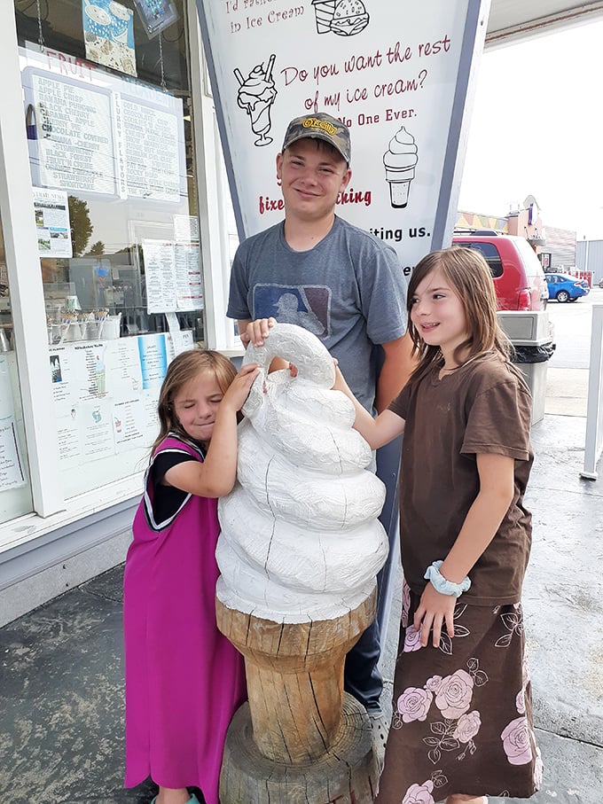 The universal language of ice cream brings families together at the giant cone statue—a mandatory photo op that's launched a thousand Facebook memories. 