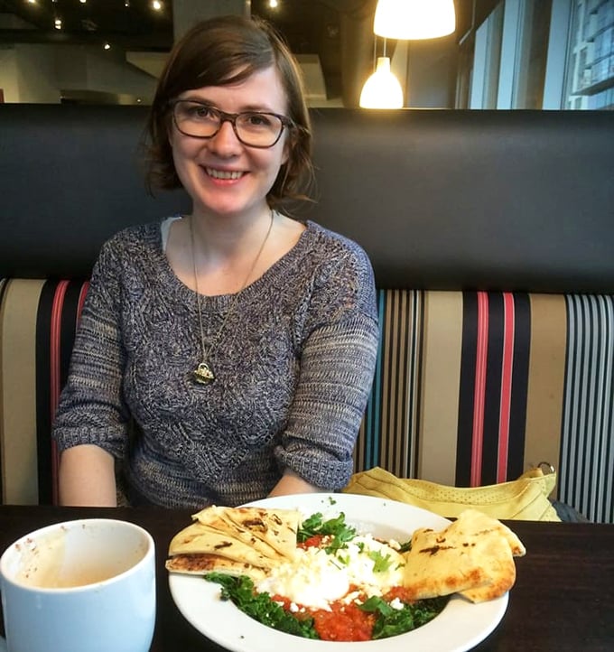 The universal truth of great dining spots: good food makes good company. This diner's plate suggests she's discovered the Mediterranean-inspired secret menu.