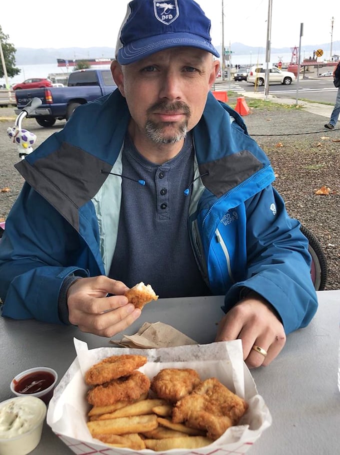 One happy customer proves what we all know – great food makes everyone look like they've won the lottery.