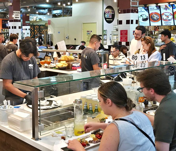The food court setting doesn't deter serious eaters—when seafood is this good, white tablecloths become completely irrelevant.