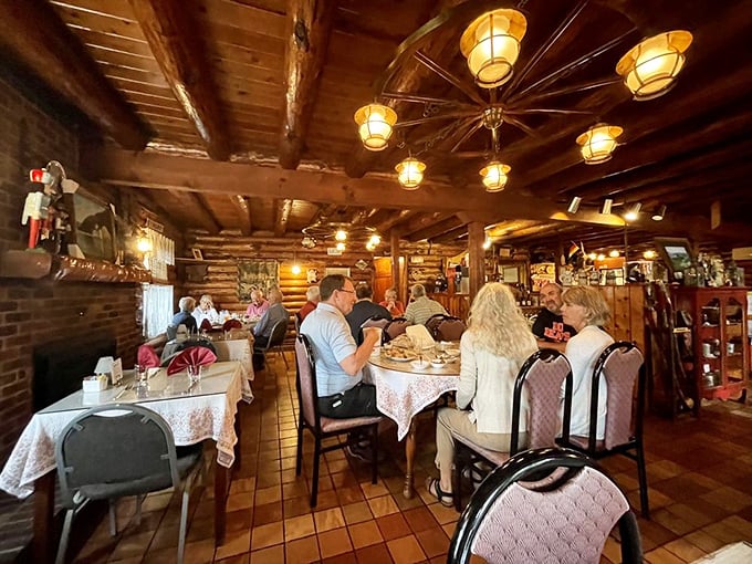 The warm glow of wooden beams and happy diners creates the perfect atmosphere for serious eating. Calories don't count when you're technically in "Little Germany."