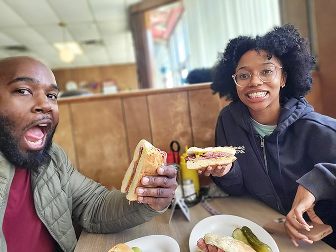 The look of pure sandwich joy captured in the wild—that moment when your taste buds are having such a good time they tell your face to join the party.