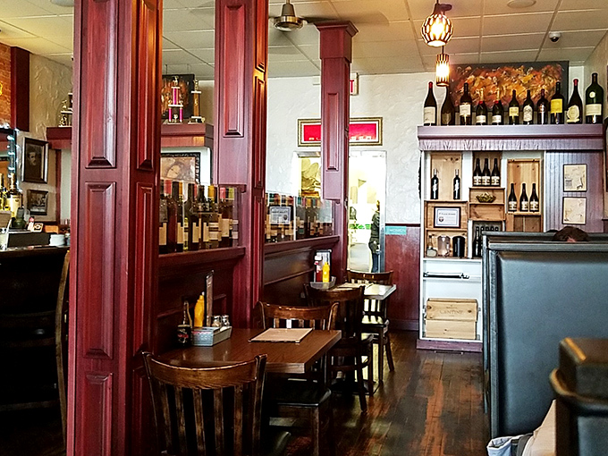 Rich wood tones and warm lighting create that "everybody knows your name" vibe. The kind of dining room where lasting friendships are formed over great meals.