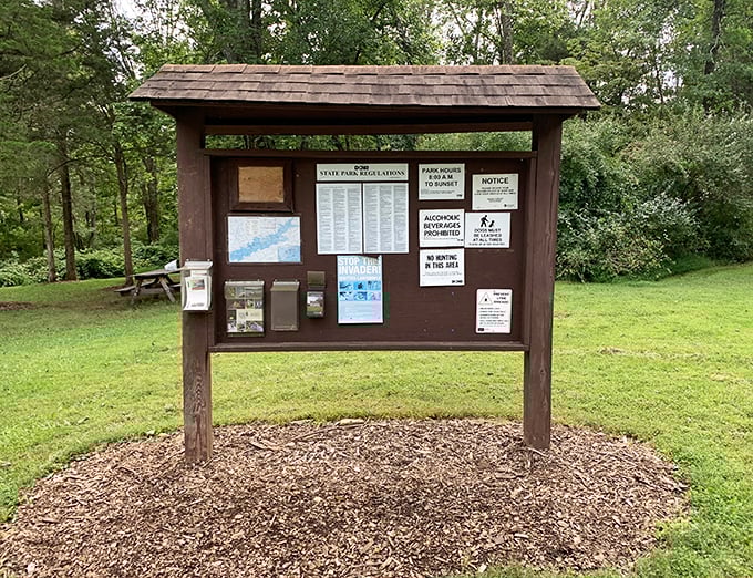 This information board holds the keys to unlocking all of Evansburg's hidden treasures.