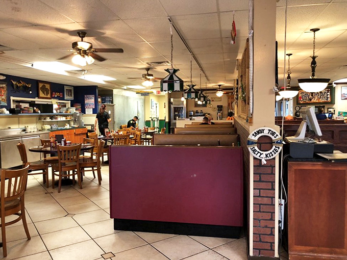 The dining room has that perfect lived-in feel, like your favorite pair of jeans—comfortable, reliable, and zero pretension.