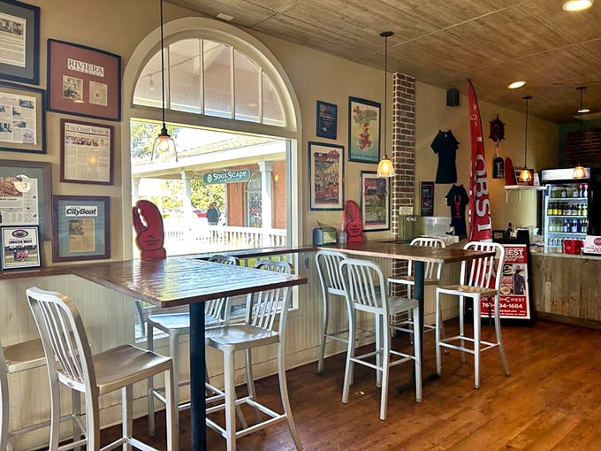 High-top tables and natural light create the perfect stage for the star of the show: seafood that traveled 3,000 miles to meet you.