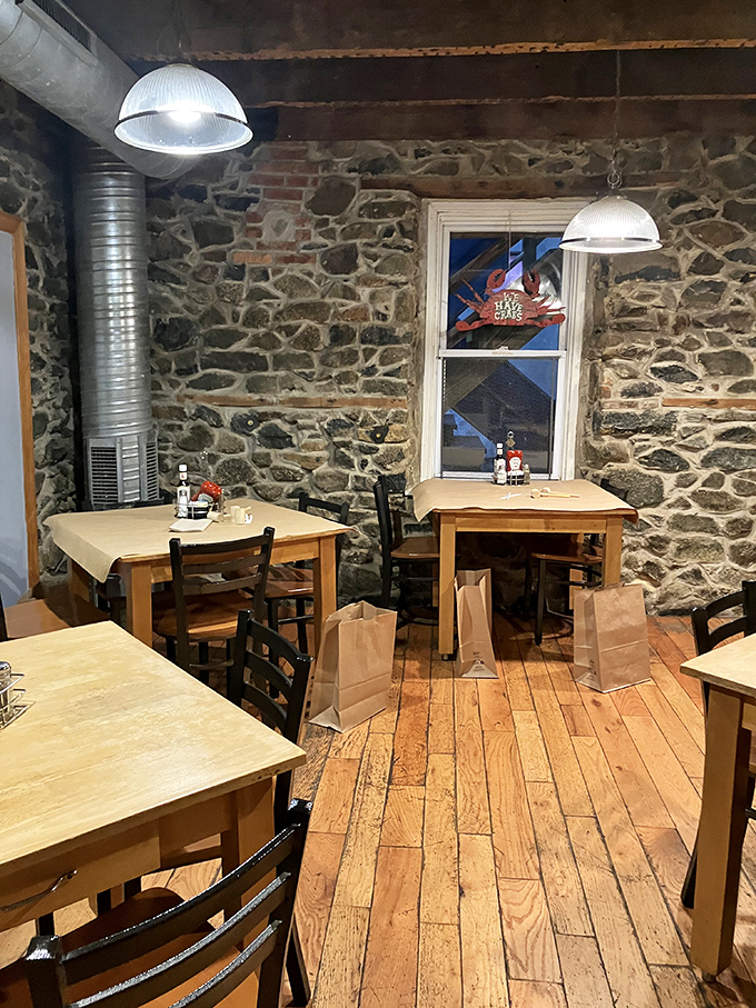 No fancy chandeliers here—just honest lighting for honest food and honest conversations.