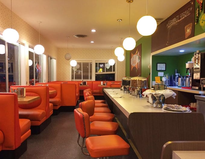 The diner's evening glow creates a Norman Rockwell painting come to life—minus the awkward family conversations you can't escape.