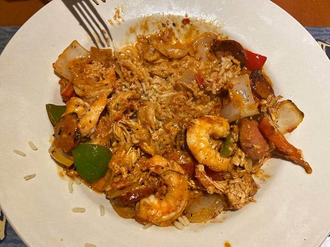 This jambalaya doesn't just bring New Orleans to Florida—it adds shrimp, sausage, and enough flavor to make you momentarily forget which Gulf you're near.