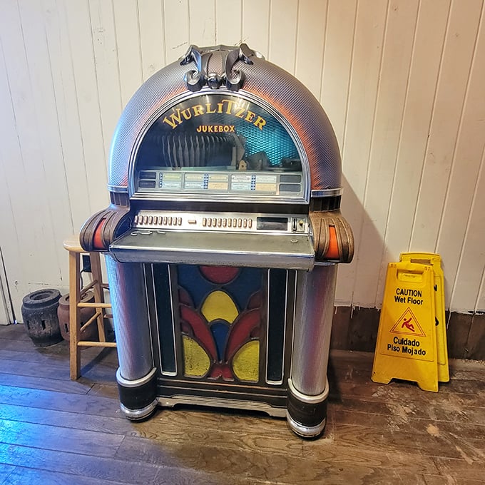 This vintage Wurlitzer jukebox isn't just decoration – it's the soundtrack provider to countless family meals and first dates through the decades.