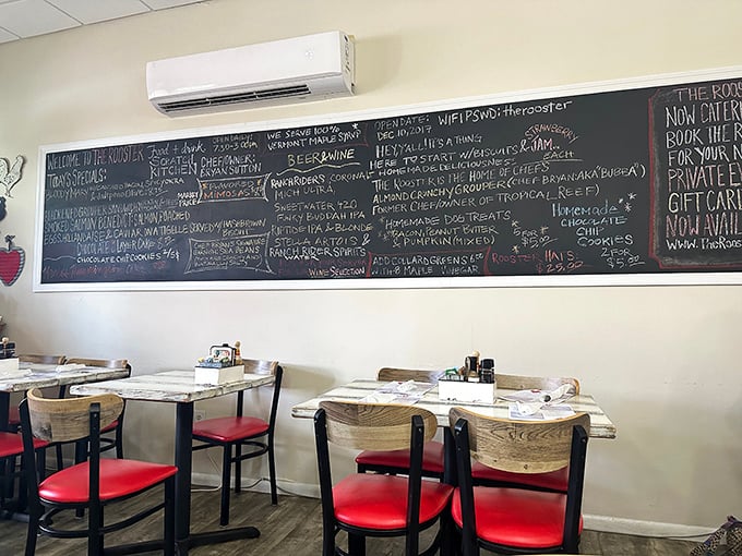 The chalkboard menu reads like a love letter to breakfast possibilities, with daily specials that keep regulars coming back for more.