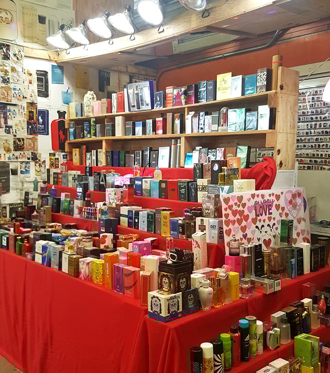 Scent-sational selection! This perfume vendor offers everything from designer knockoffs to unique fragrances that'll have strangers asking what you're wearing.