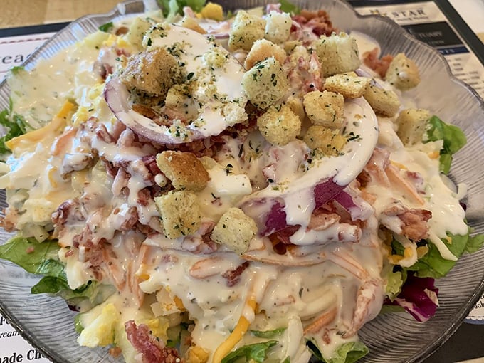 This isn't just a salad—it's what happens when vegetables get dressed up for their big night out.