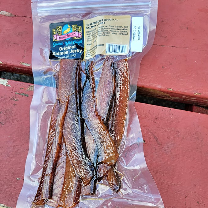 Salmon jerky that makes beef jerky look like the underachiever of the protein snack world – chewy, flavorful sustenance that belongs in every hiker's pack.
