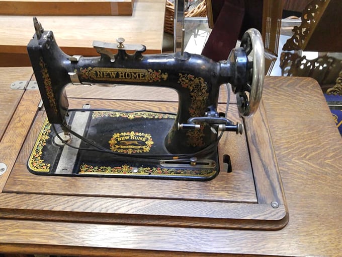This New Home sewing machine has stitched together more stories than we'll ever know. Still beautiful after all these years.