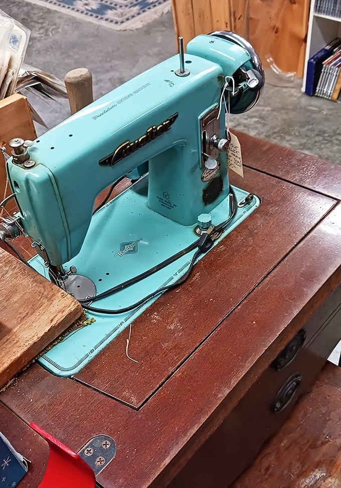 This turquoise beauty has sewn generations of clothes and memories. Imagine the stories it could tell if machines could talk.