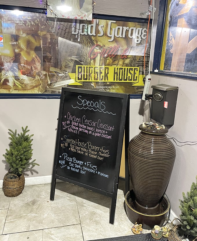 The specials board—where regular customers look first and newcomers discover what they'll order on their inevitable return visit.
