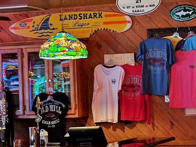 The merch corner—where you can take home a t-shirt to prove you survived the delicious seafood onslaught.