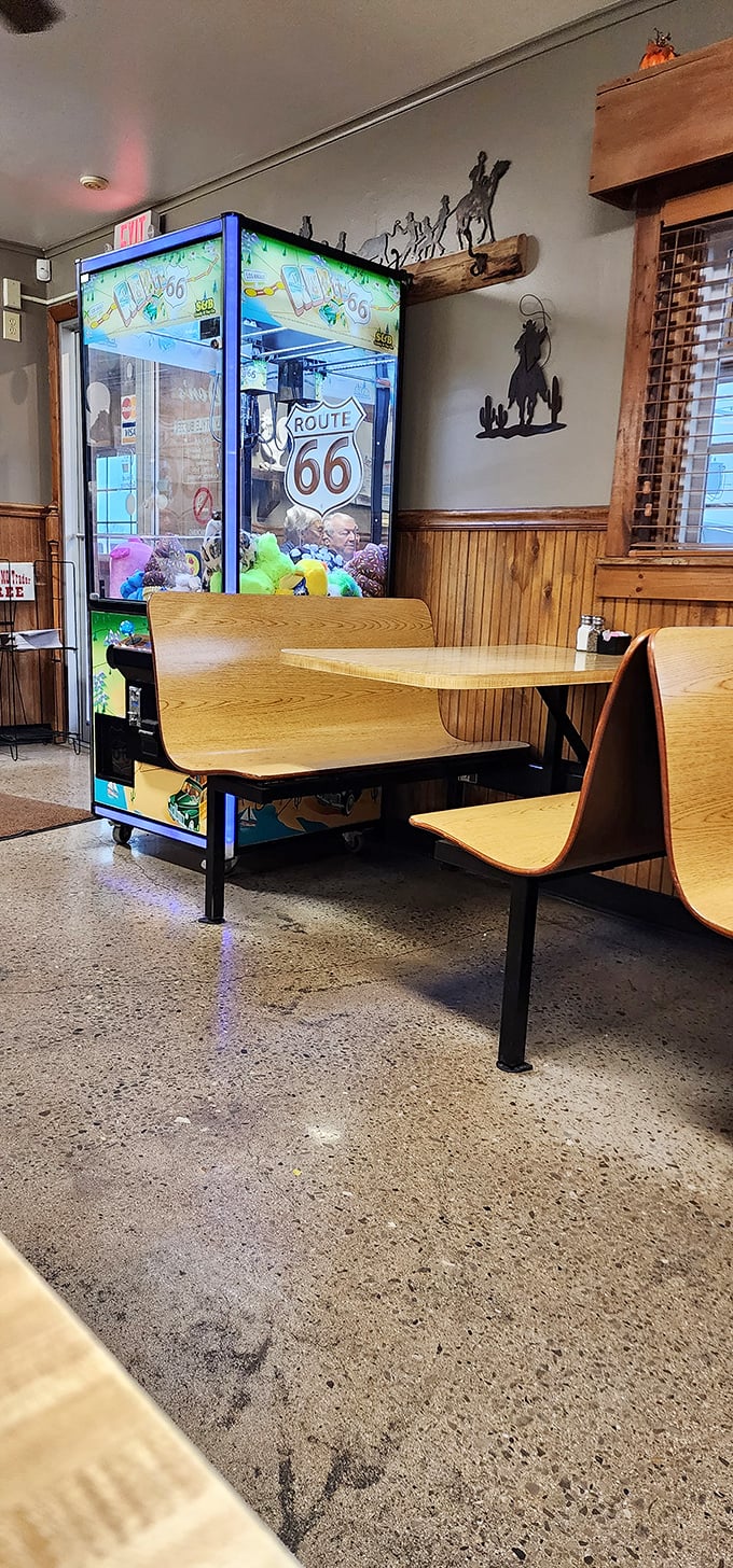 The Route 66 claw machine—where kids burn off some buffet energy while parents contemplate whether they have room for dessert. (Spoiler: They always do.)