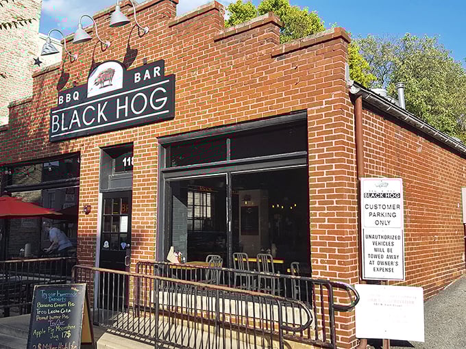 Black Hog's brick façade fits perfectly into Frederick's historic charm, while hiding modern barbecue magic inside.