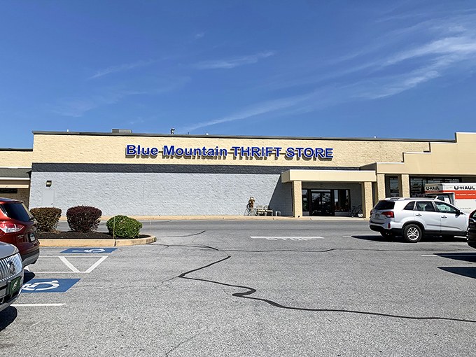 Blue Mountain Thrift Store's sprawling facade promises a day-long treasure hunt in a space big enough to get lost in.