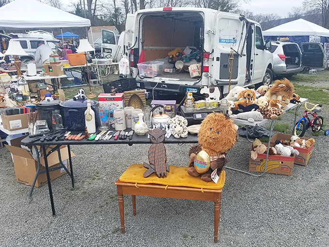 Blue Ridge Market's patriotic display catches the eye—a red, white, and blue celebration of America's favorite pastime: finding stuff at great prices.