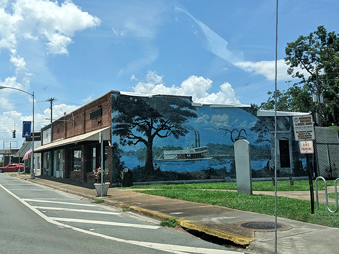 Chattahoochee's historic post office building showcases beautiful brickwork and arched windows – architectural eye candy on a budget.