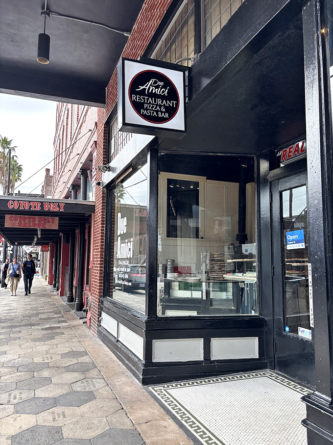 Due Amici: Historic Ybor City's pizza secret – where the sign is simple but the flavors are anything but.